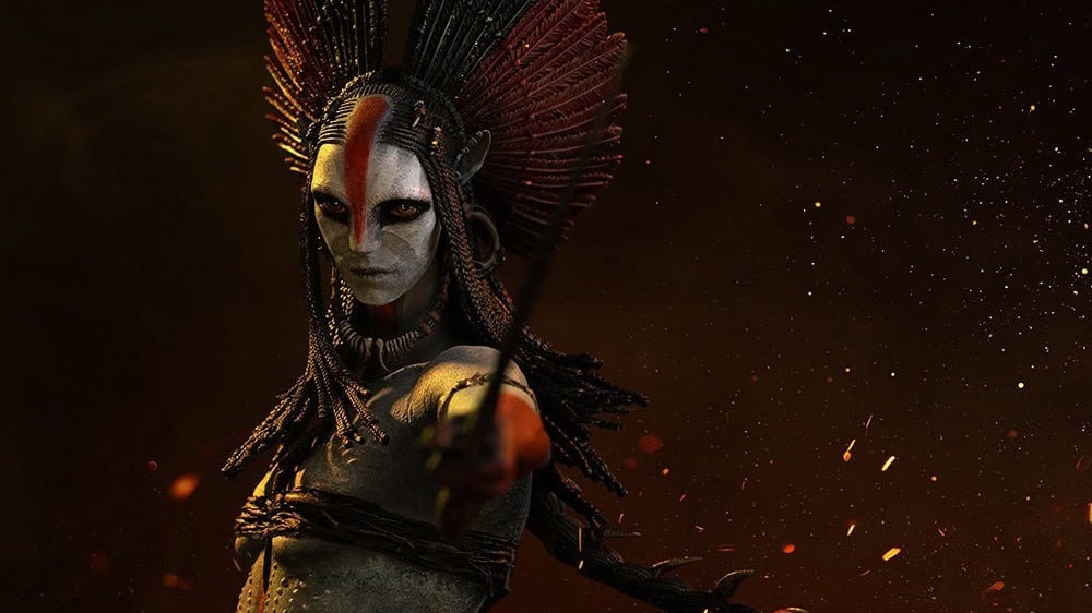 Avatar: Fire and Ash Miles Quaritch and Varang collectible statues revealed by Iron Studios