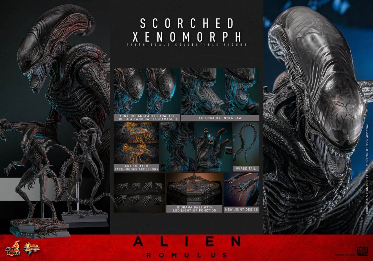 Hot Toys unveils Scorched Xenomorph sixth scale figure from Alien: Romulus