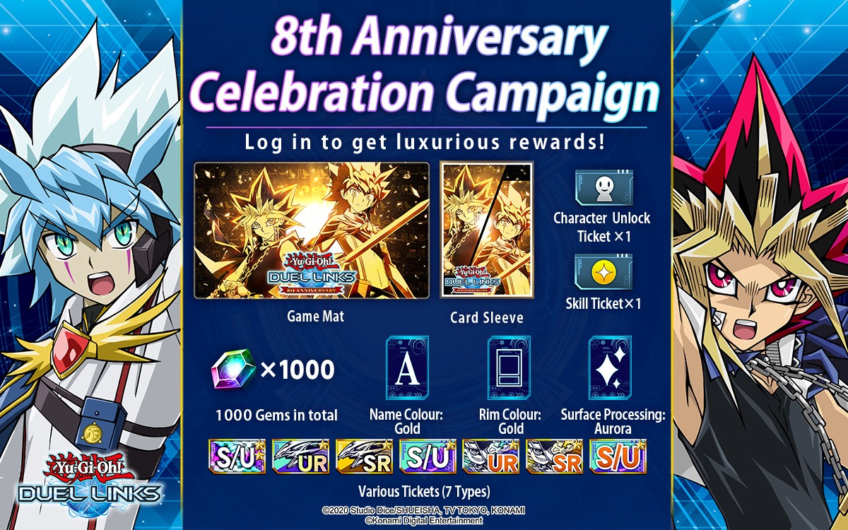 Yu-Gi-Oh! Duel Links to celebrate 8th anniversary with new campaign and rewards